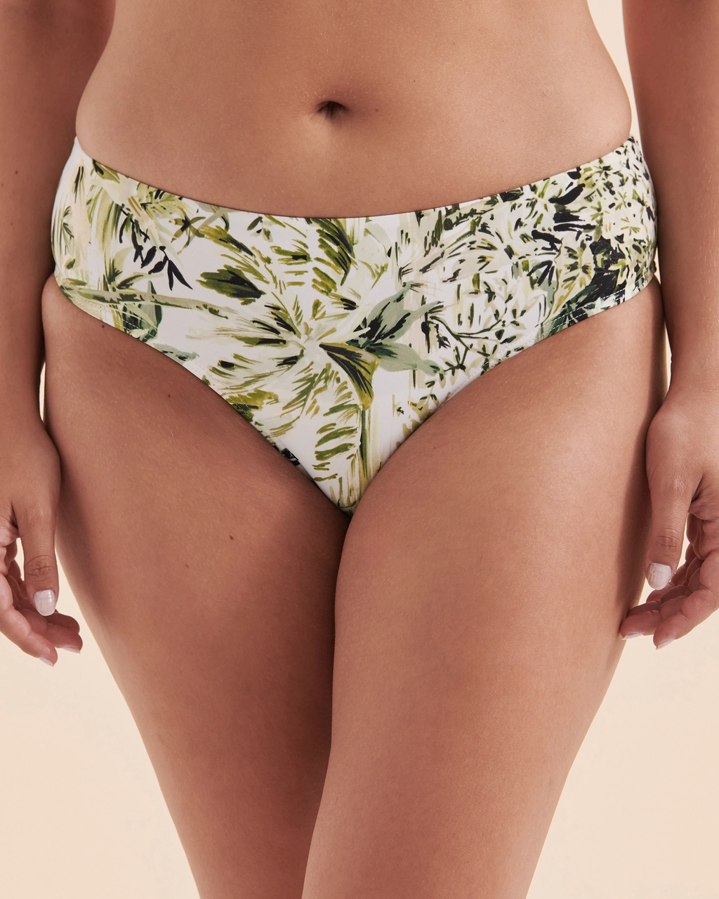 Sea Level Tropica Mid Waist Bikini Bottom White And Green Bikini