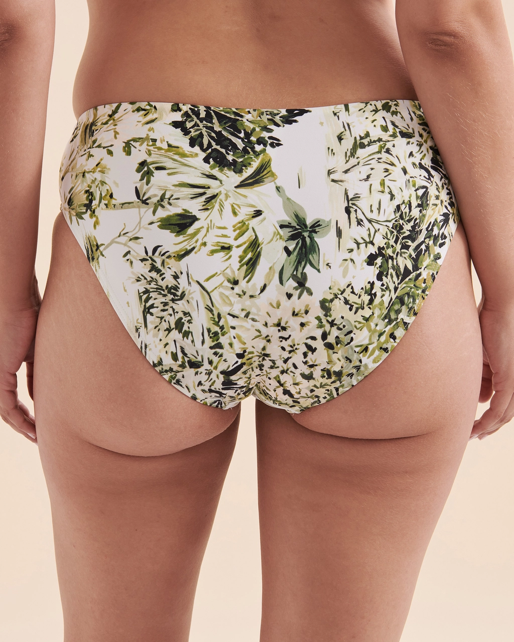 Sea Level Tropica Mid Waist Bikini Bottom White And Green Bikini