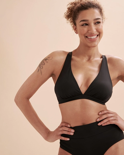 Seatonic Vita Contrast Triangle Bikini Top Black Bikini Village