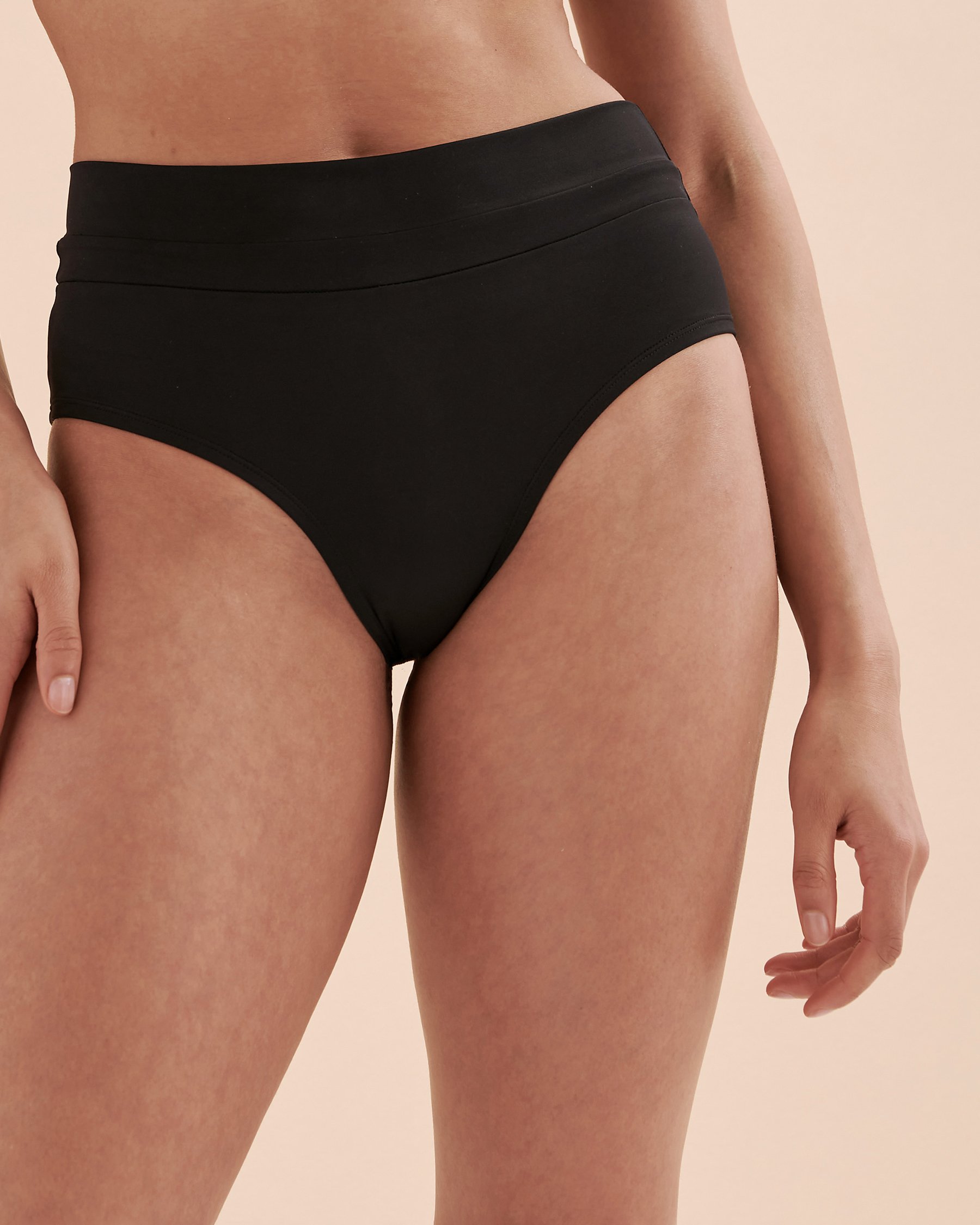 Seatonic Vita Contrast High Waist Bikini Bottom Black Bikini Village
