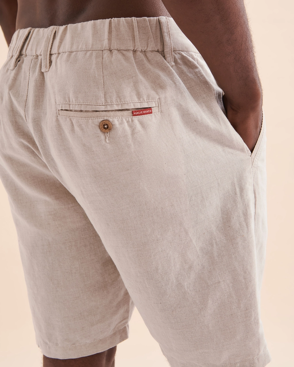 PUBLIC BEACH Linen Bermuda Shorts - Natural | Bikini Village